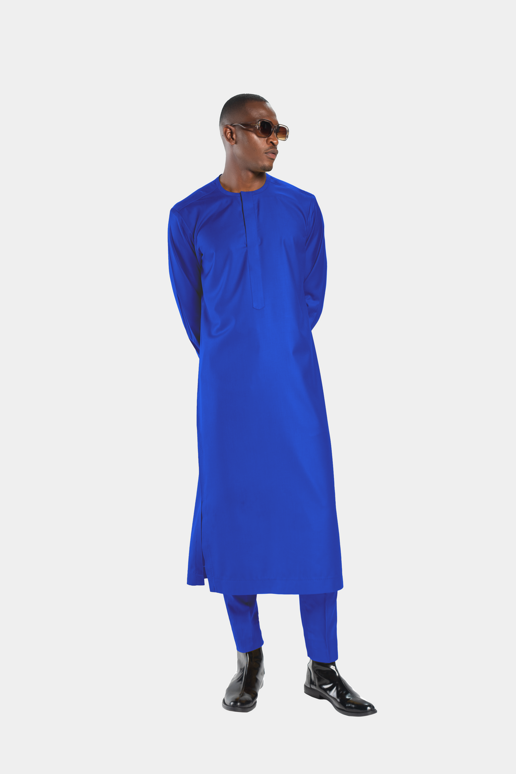 Extended Length Long Sleeve Wool Matching Set in Royal Blue – AJADI